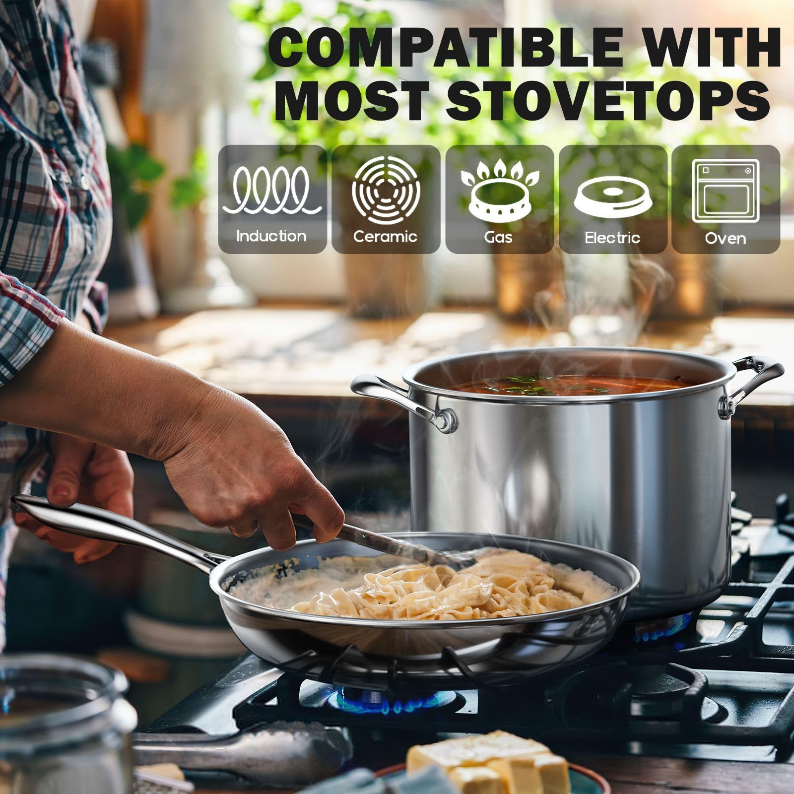 Cooks Standard Multi-Ply Clad Cookware Set, 10 Piece, Silver