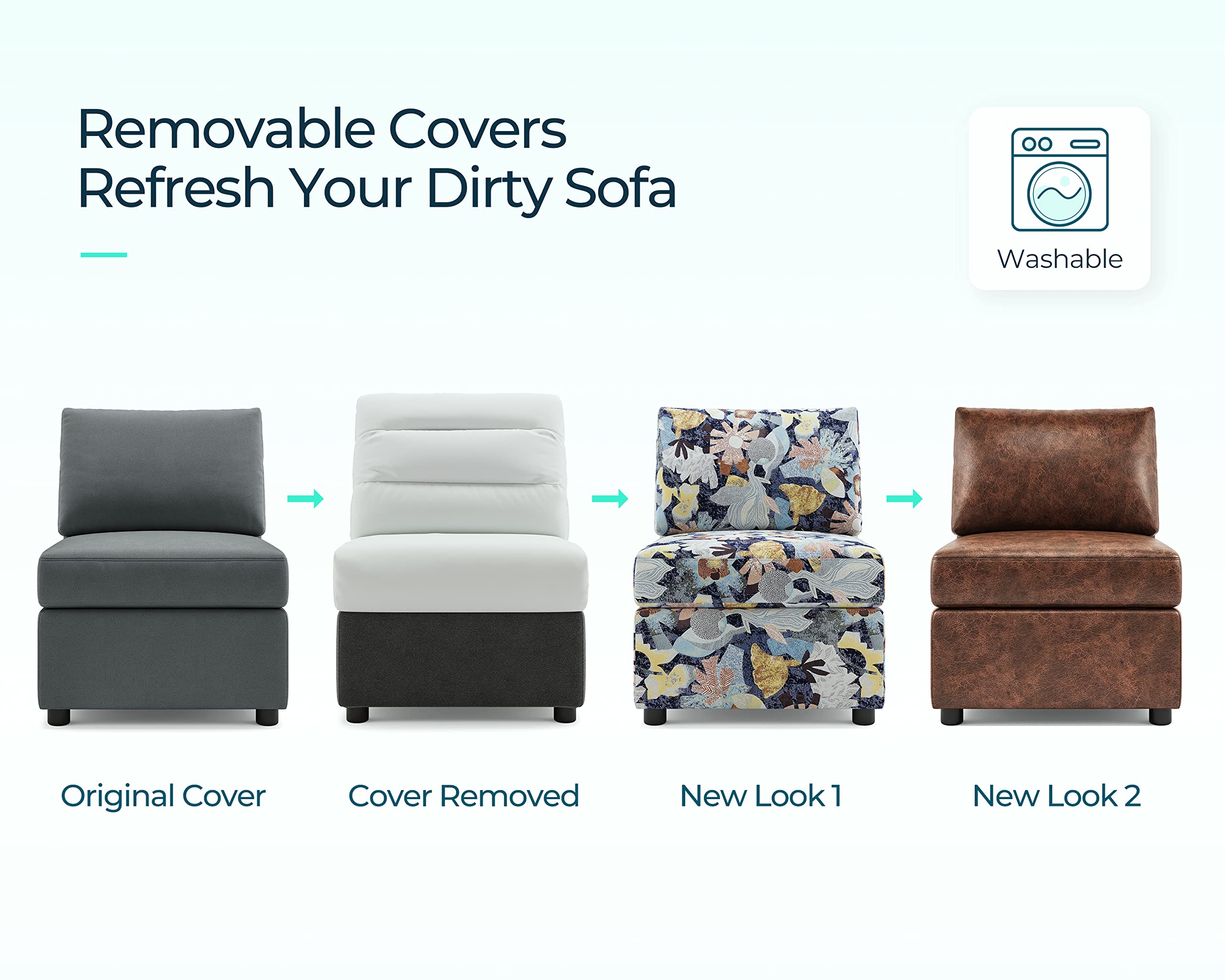 LINSY HOME Modular Sectional Sofa, Convertible Couch with Storage, Memory Foam, Set Ottomans, Small Loveseat Sofa Chaise for Space, Living Room, Dark Gray, (S900-B11-22)
