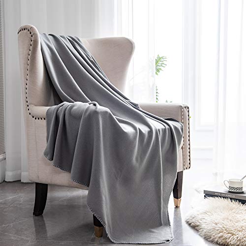CAI TENG Fleece Throw Blankets Lightweight Warm for Soft Cozy Pet-Friendly Bulk Fleece Blanket Solid for Home, Bed, Sofa, Dorm, Office, Gifts, Outdoor (Grey, Pack of 6-50 x 60 inch)