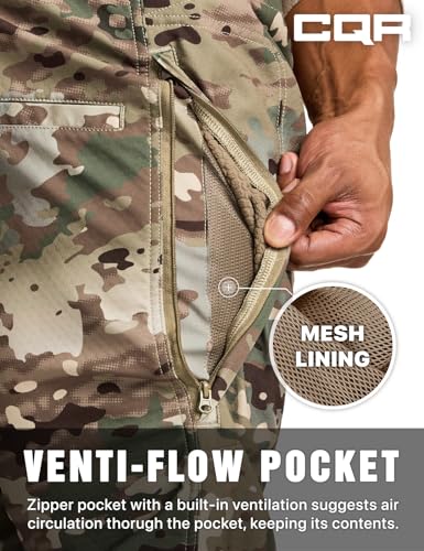 CQR Men's Winter Waterproof Tactical Pants, Softshell Fleece Lined Snow Ski Cargo Pants, Thermal Outdoor Hiking Work Pants, Recon Utility Camo, 32W x 30L