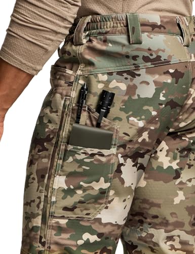 CQR Men's Winter Waterproof Tactical Pants, Softshell Fleece Lined Snow Ski Cargo Pants, Thermal Outdoor Hiking Work Pants, Recon Utility Camo, 32W x 30L