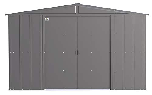 Arrow Shed Classic 10' x 12' Outdoor Padlockable Steel Storage Shed Building, Charcoal