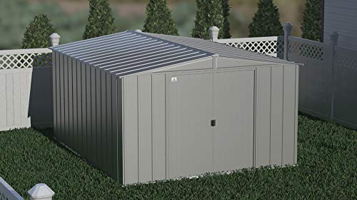 Arrow Shed Classic 10' x 12' Outdoor Padlockable Steel Storage Shed Building, Charcoal