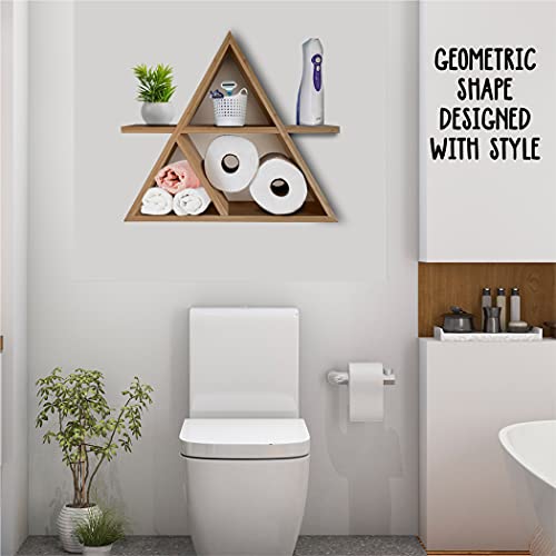 Nu Spin Triangle Floating Shelf for Crystals - One of a Kind Handcrafted Bamboo Shelf – Eco-Friendly Floor, Tabletop or Wall Shelf for Meditation, Easy to Mount - Extremely Sturdy