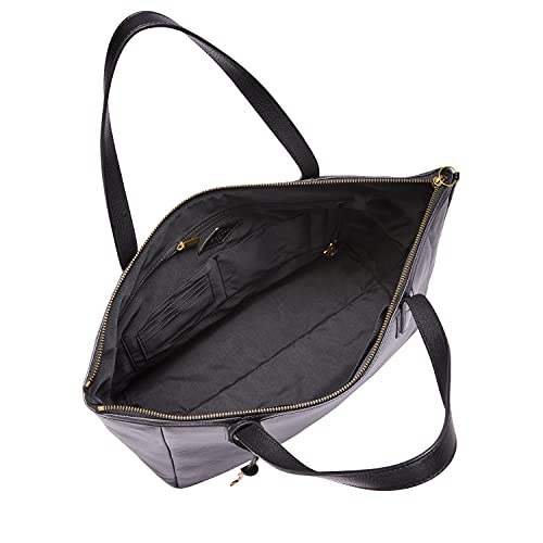 Fossil Women's Sydney Leather Tote Bag Purse Handbag, Black