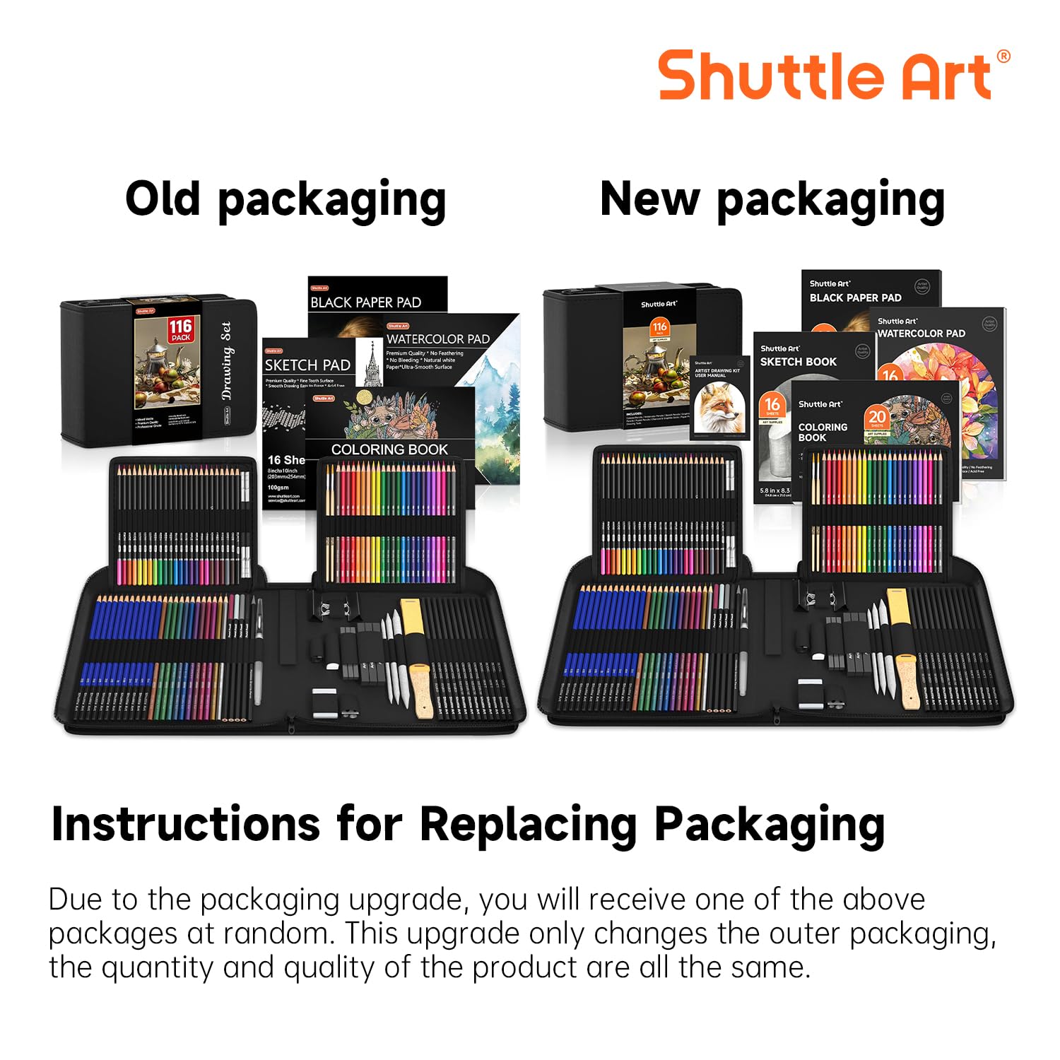 116 PCS Drawing Kit, Shuttle Art Complete Drawing Supplies with Sketch Pencils, Colored Pencils, Graphite, Charcoal Sticks, Professional Drawing Tools and Paper Pads for Artists, Beginners and Kids