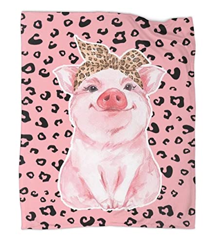Cute Pig Cozy Soft Flannel Blanket Luxury Fleece Bed Blanket Throw Blanket Lightweight for Sofa Chair Bed for Couch Living Room 50"X40"