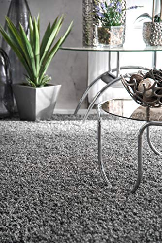 nuLOOM Marleen Contemporary Shag Area Rug, 4' Round, Grey