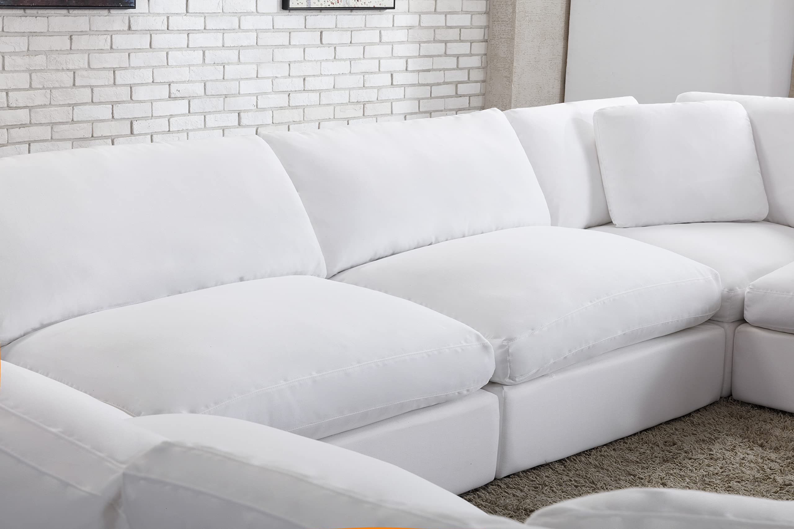 Roundhill Furniture Rivas Contemporary Feather Fill 8-Piece Modular Sectional Sofa with Two Ottomans, White