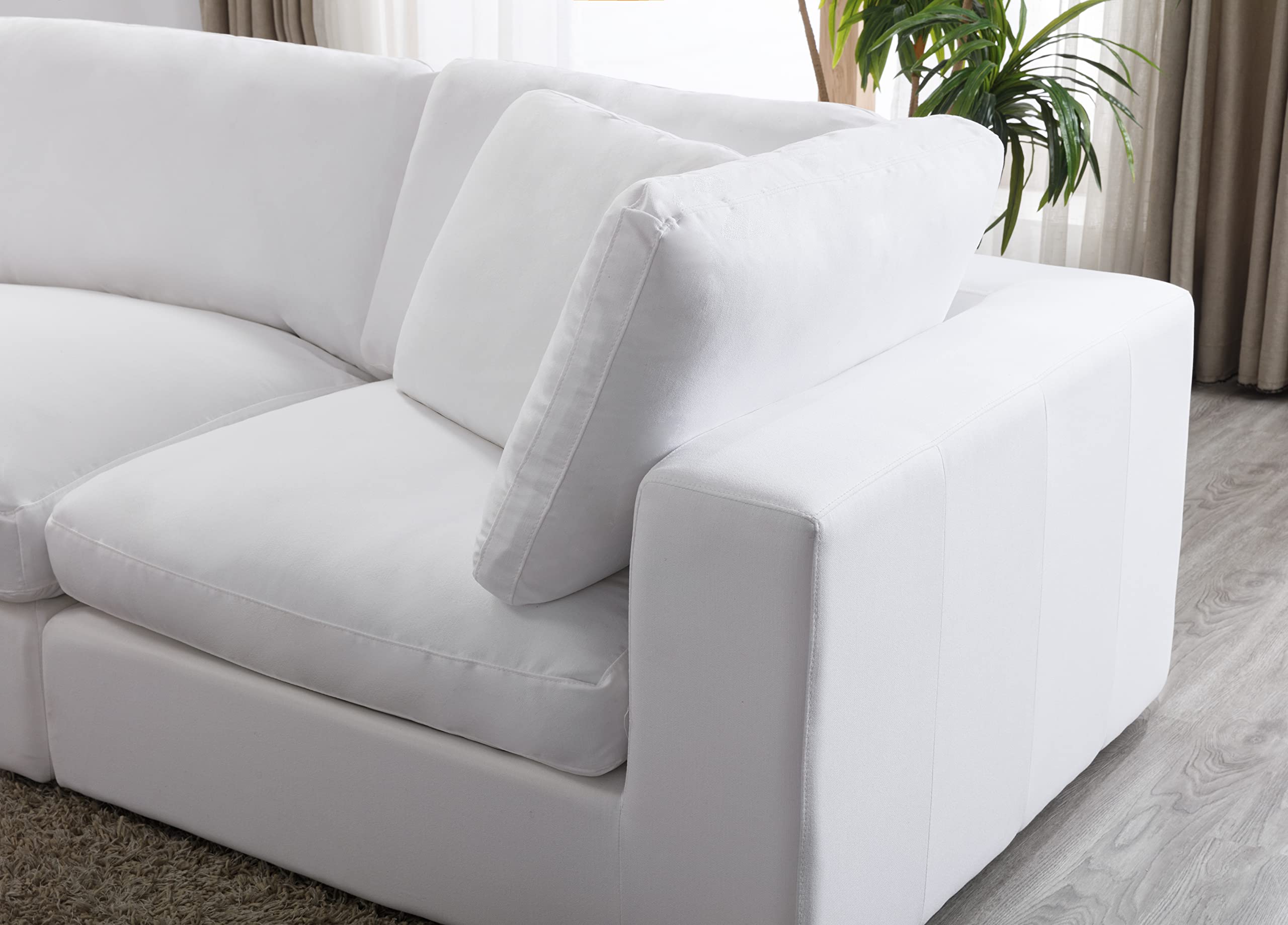 Roundhill Furniture Rivas Contemporary Feather Fill 8-Piece Modular Sectional Sofa with Two Ottomans, White