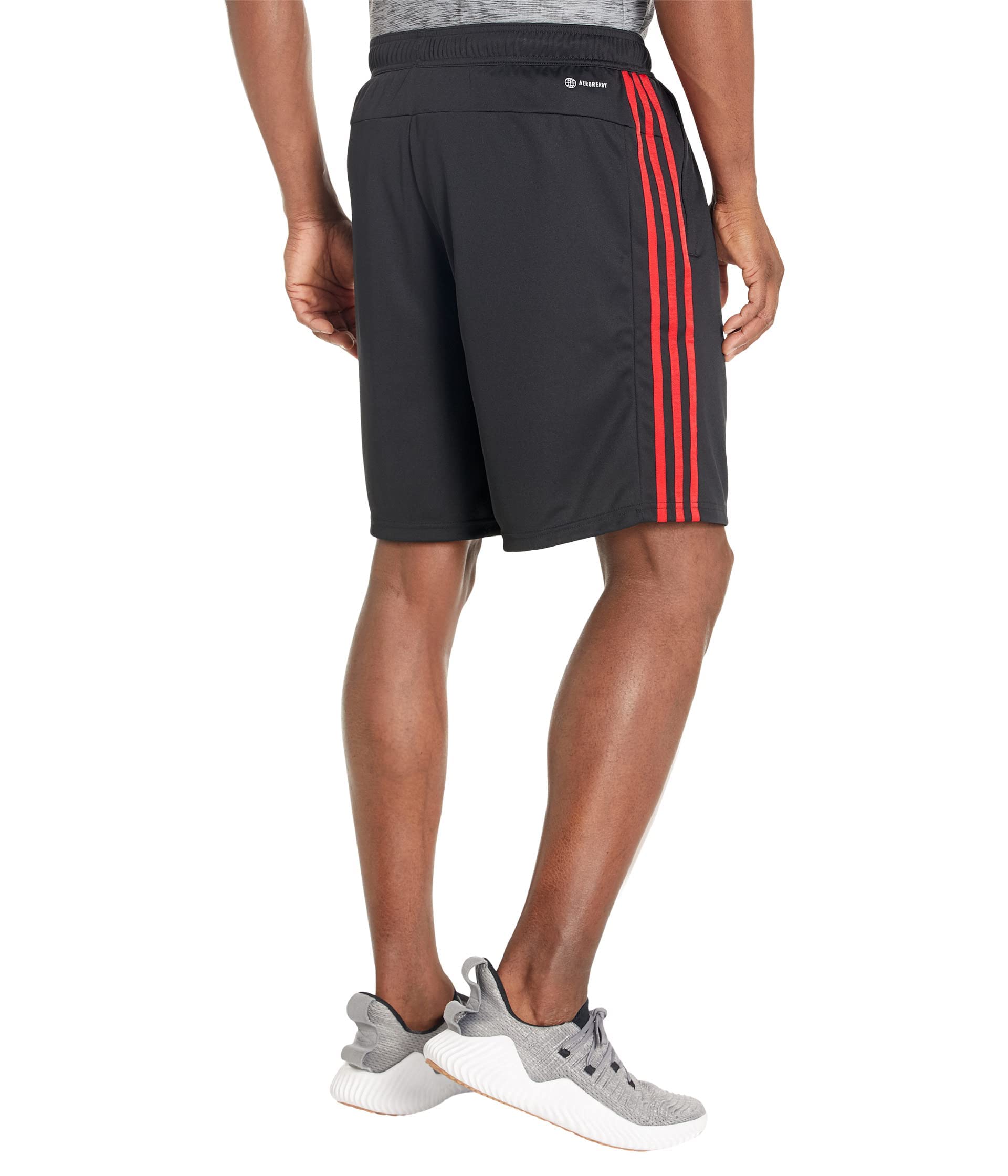 adidas Men's Essentials Pique 3-Stripes Training Shorts, Black/Better Scarlet, X-Large