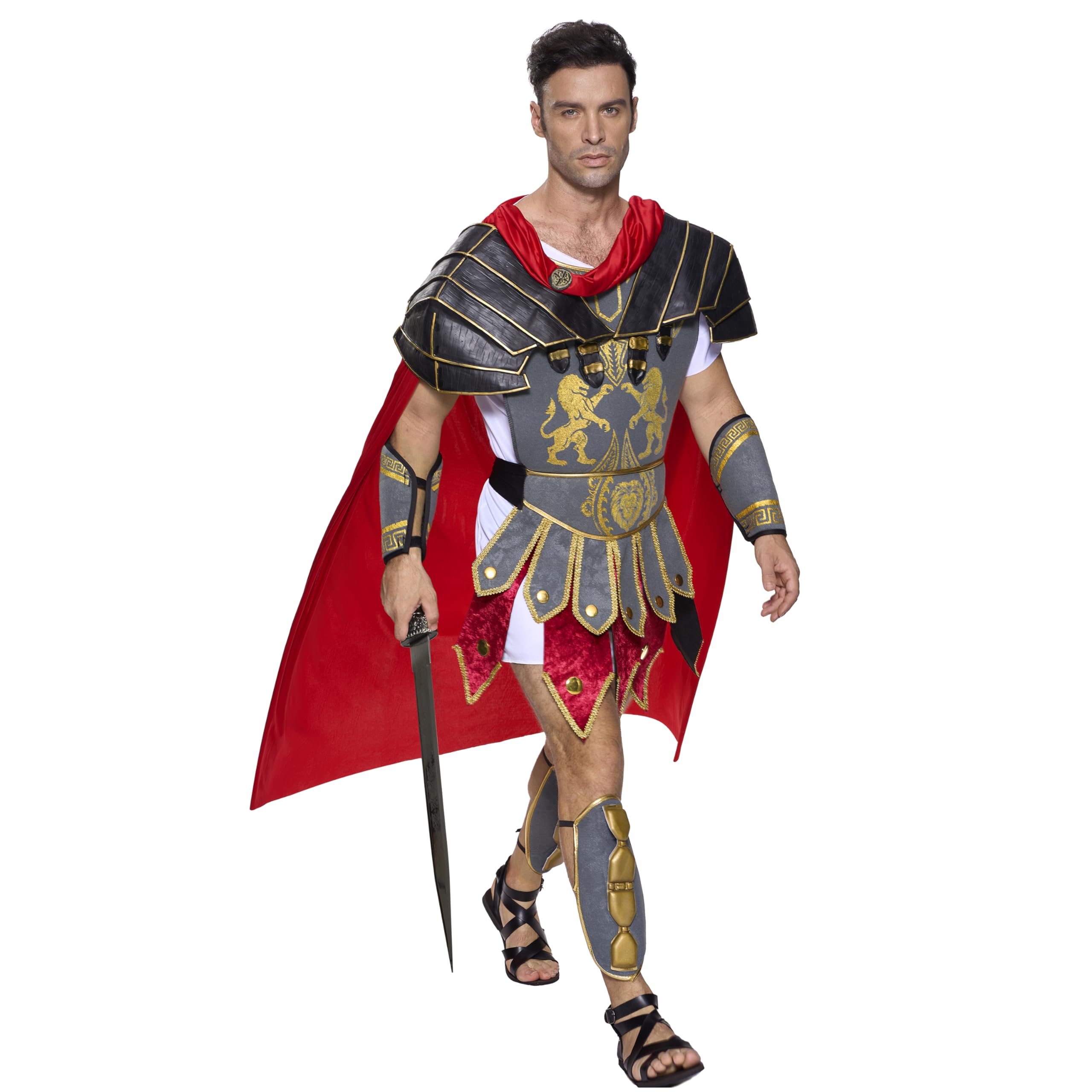 Spooktacular Creations Brave Men’s Roman Gladiator Costume Set for Halloween Audacious Dress Up Party