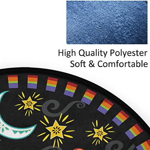 Skull Music Band Round Area Rug Soft Non Skid Easy Clean 3ft Area Carpet Day of The Dead Circle Floor Mat for Living Room Kitchen Bathroom