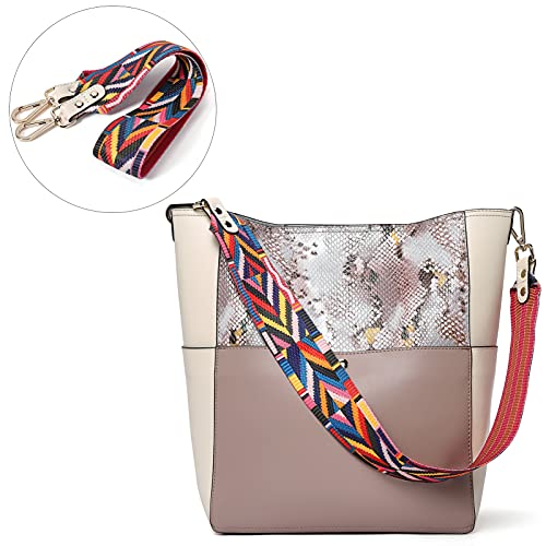 BOSTANTEN Women's Leather Designer Handbags Tote Purses Shoulder Bucket Bags SnakePrint