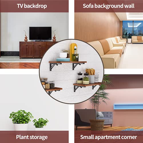 Floating Shelf Wall-Mounted Folding 3-Piece Set, Multifunctional Wall Mounted Shelf for Living Room, Bathroom, Kitchen, or Bedroom, Walnut Color