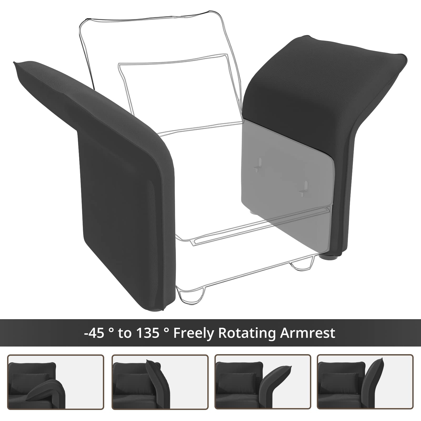 LLappuil Modular Pair of Side Armrest Backrest Module Sofa for Convertible Modular Sectional Couch Sofa Side Armrest, Backrest Grey