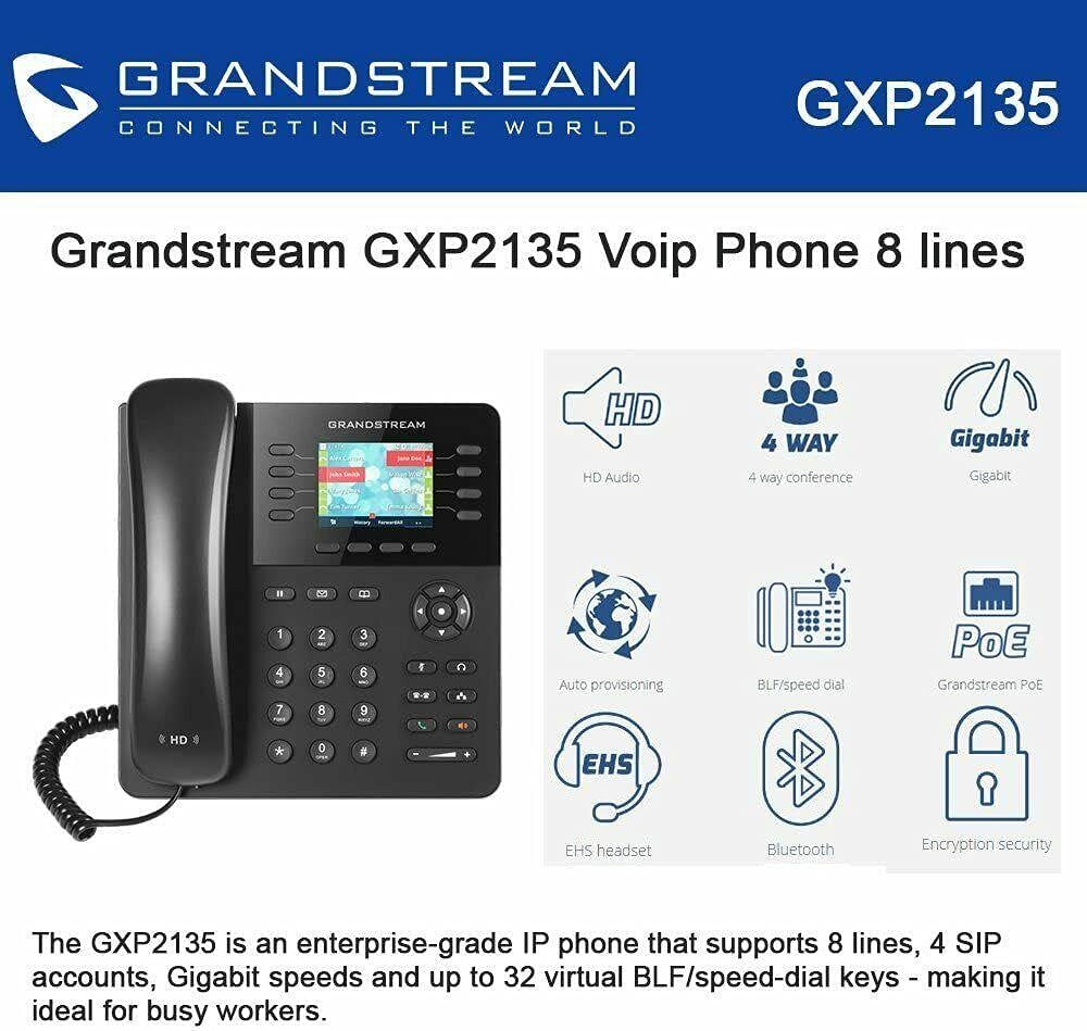 Grandstream GS-GXP2135 Enterprise IP Phone with Gigabit Speed & Supports up to 8 Lines VoIP Phone & Device