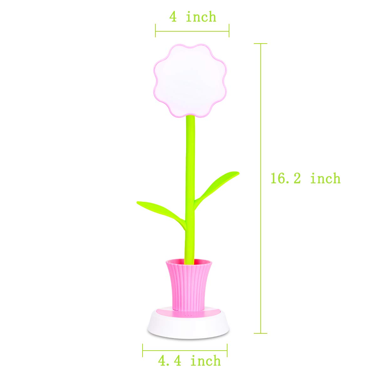 Desk Lamp for Kids - Uniwit Sunflower LED Charging Table Lamp Support Eye Protection Small Desk Folding for Reading,Study and Office, Adjustable Brightness - Pink