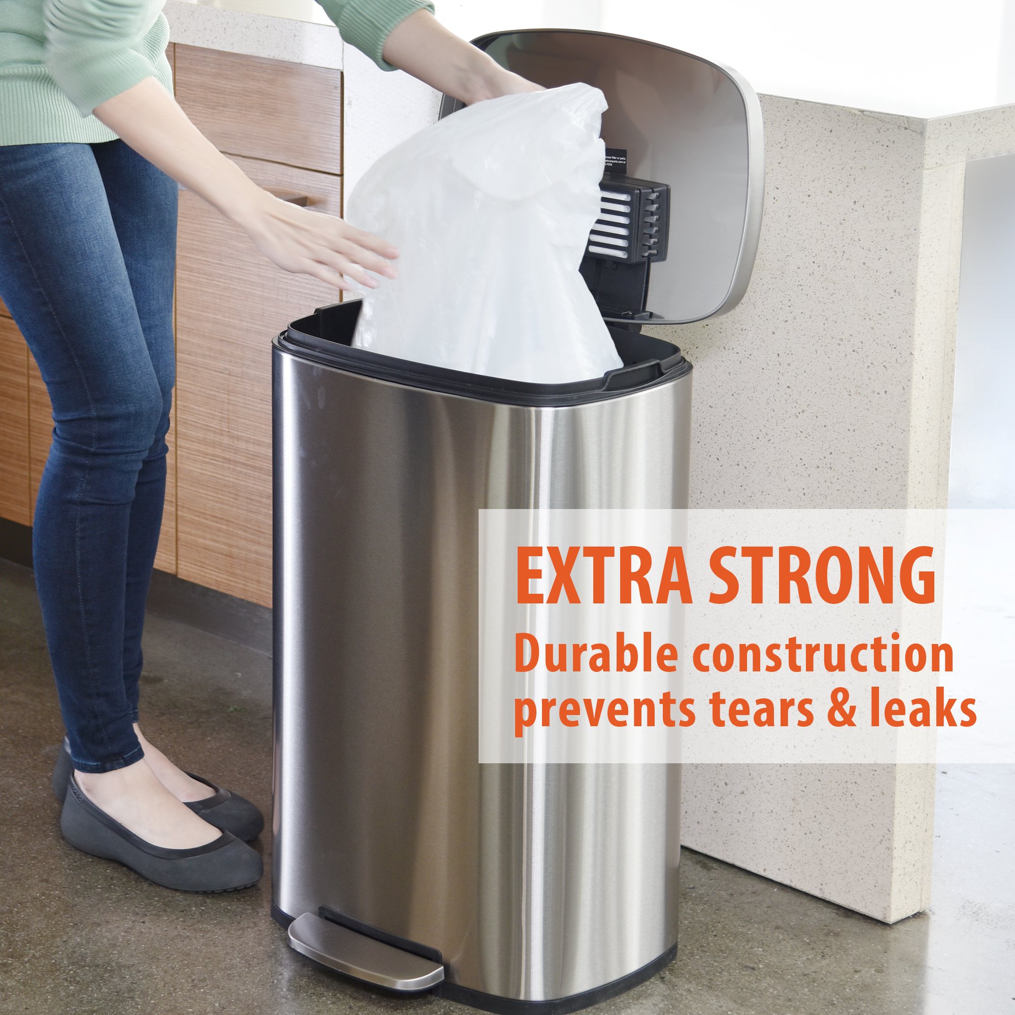 iTouchless Custom Fit Trash Bags, Compactor Bags, Heavy Duty, Drawstring (120, 13 Gallon)
