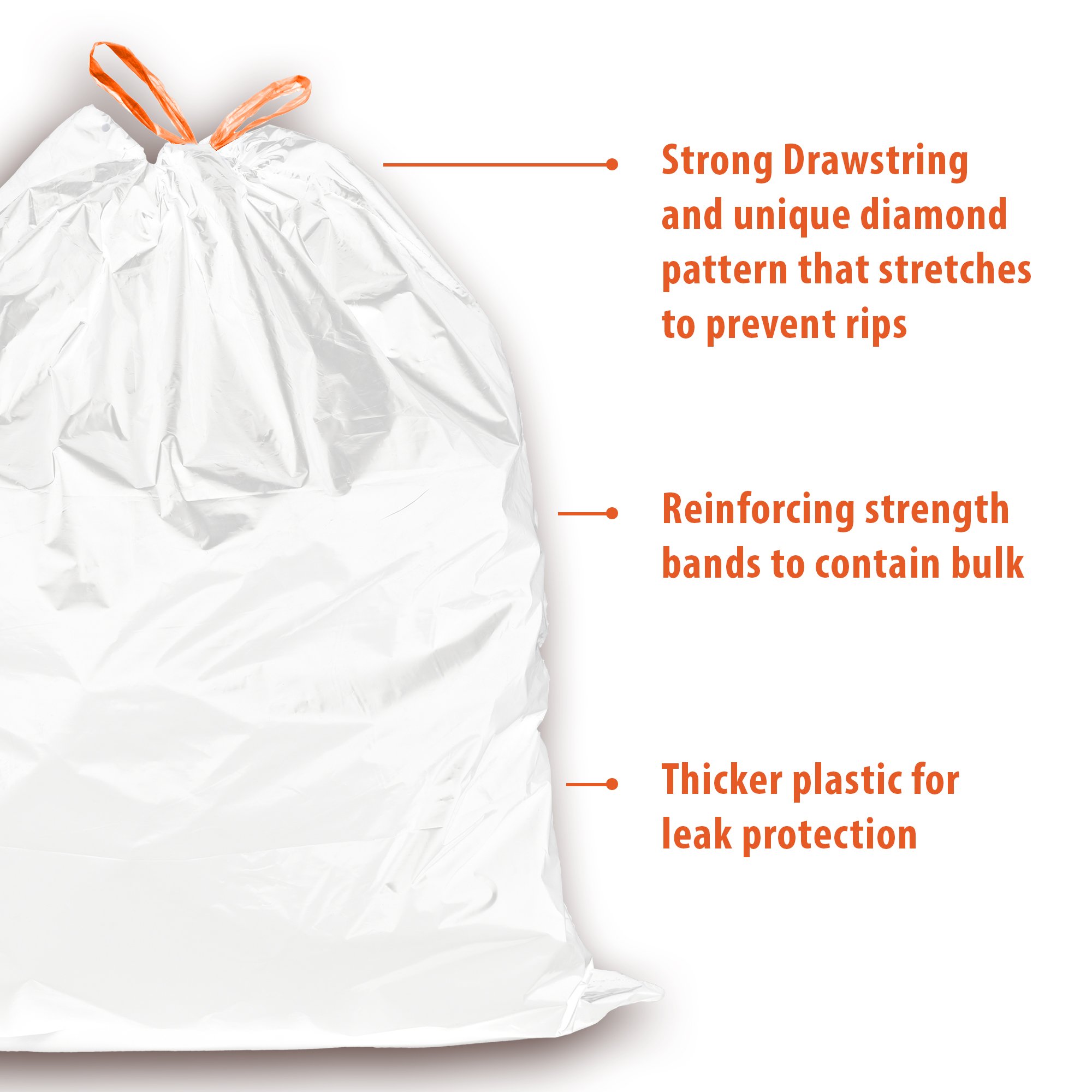 iTouchless Custom Fit Trash Bags, Compactor Bags, Heavy Duty, Drawstring (120, 13 Gallon)