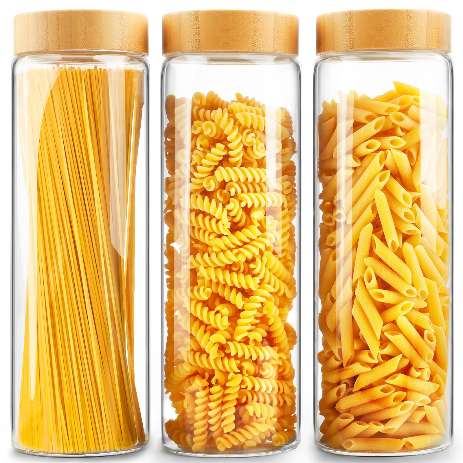 AISIPRIN 12 Pcs Glass Spice Jars with Bamboo Airtight Lids and 114 Labels - 9oz Small Food Storage Containers for Kitchen, Coffee, Herb - Marker and Brush Included