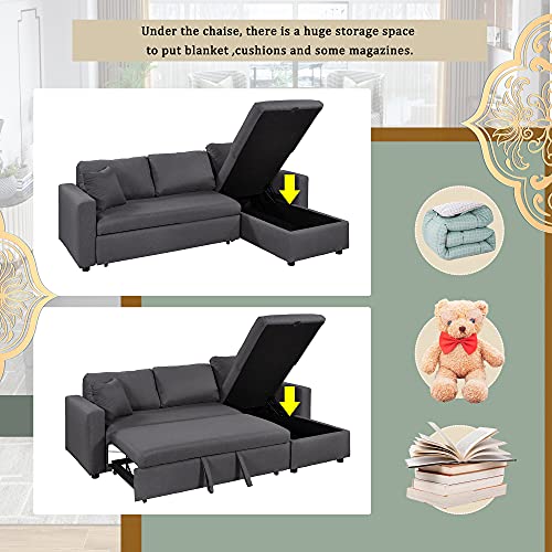 DHHU Living Room Furniture Set, Modern Style Upholstery Sofa with Storage Space/2 Tossing Cushions,Grey