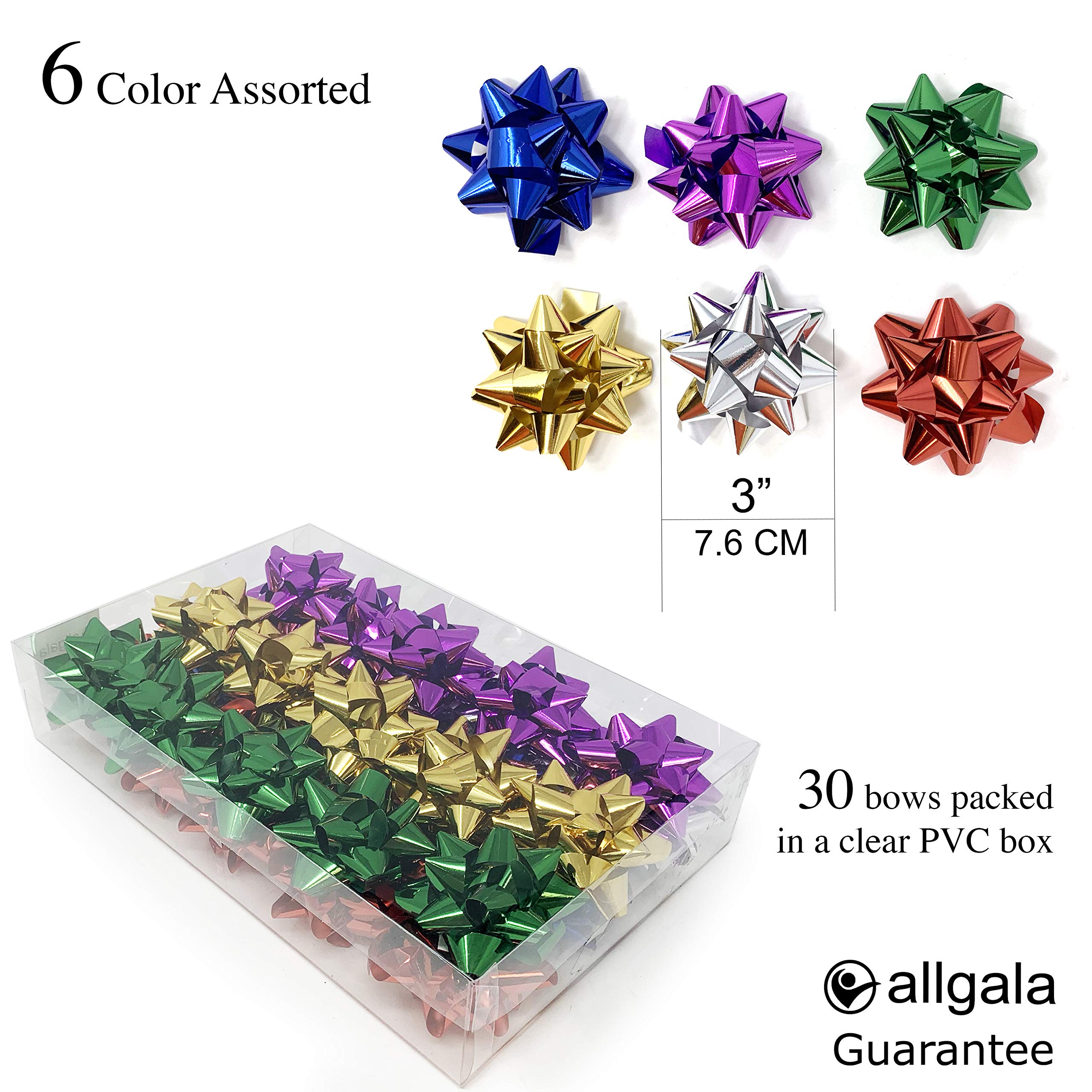 Allgala 24-pc 3" Everyday Gift Wrapping Bows 6-Color Assorted