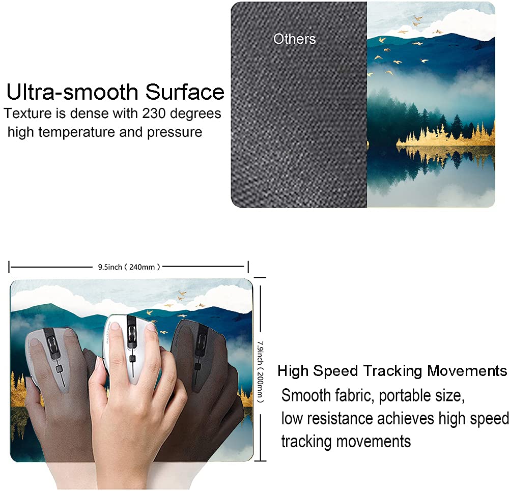 Mountains Mouse Pad, Landscape Mouse Pad, Mouse Mat Square Waterproof Mouse Pad Non Slip Rubber Base MousePads for Office Laptop, 9.5"x7.9"x0.12" Inch