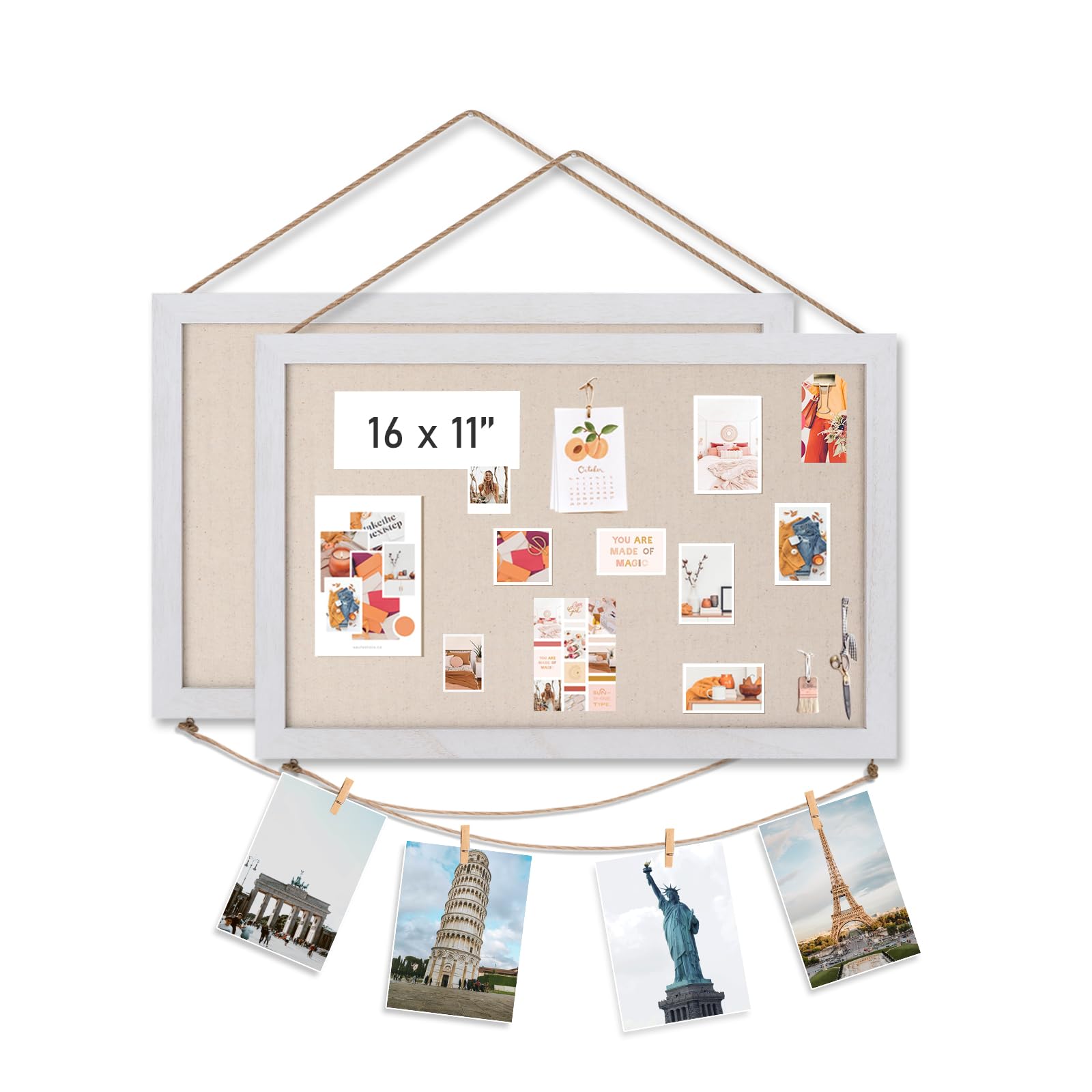 Emfogo Cork Board Wooden Frame Bulletin Board 16"x11" Cork Boards for Walls Office Decor for Girls Room, Office, Bedroom, Kids Room, Classroom