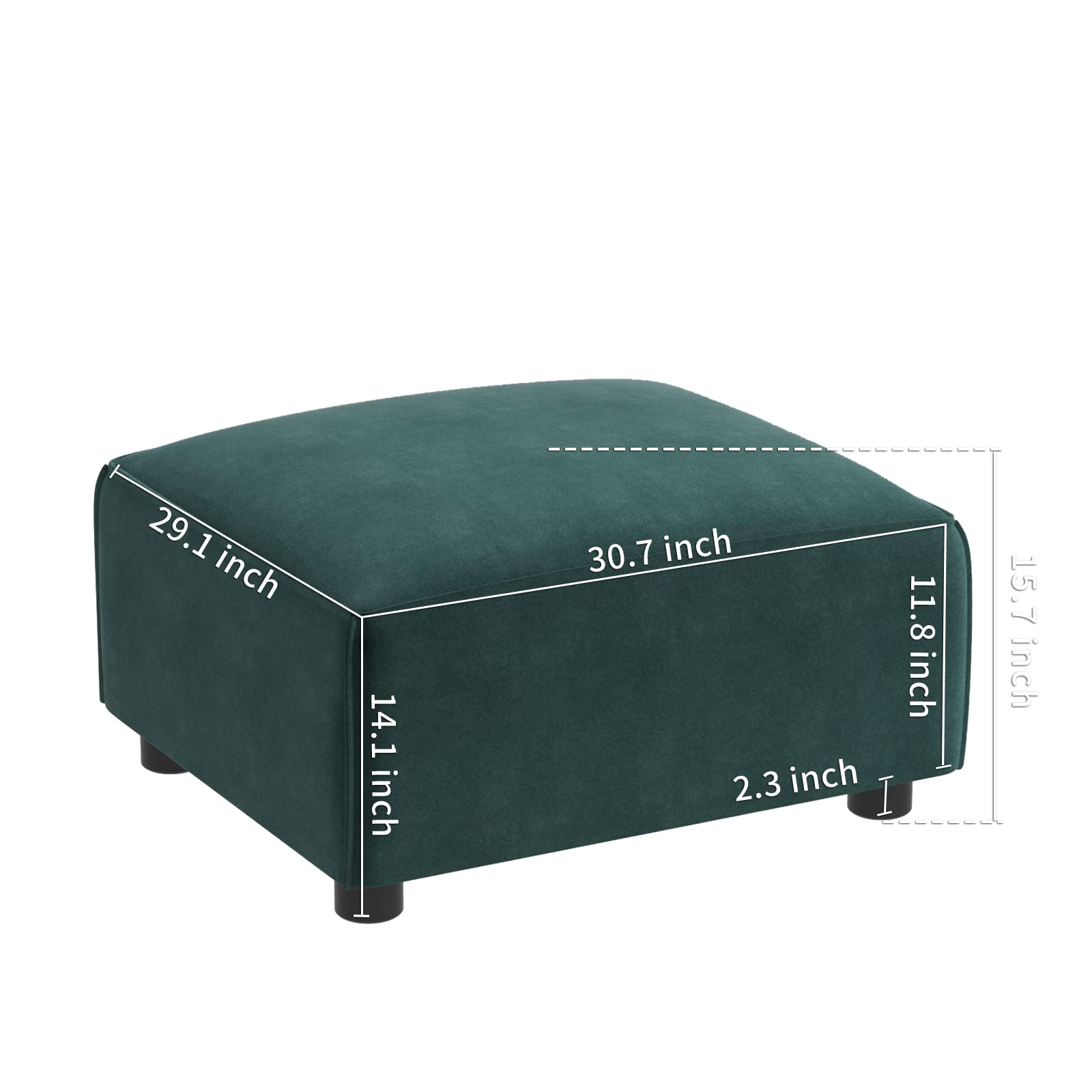 LLappuil Modern Modular Sectional Living Room Sofa Set, Low Back Minimalist Style Couch, Soft Fabric 6 Seater Oversized 138.4" U Shaped Sofa, Dark Green + Aqua Blue