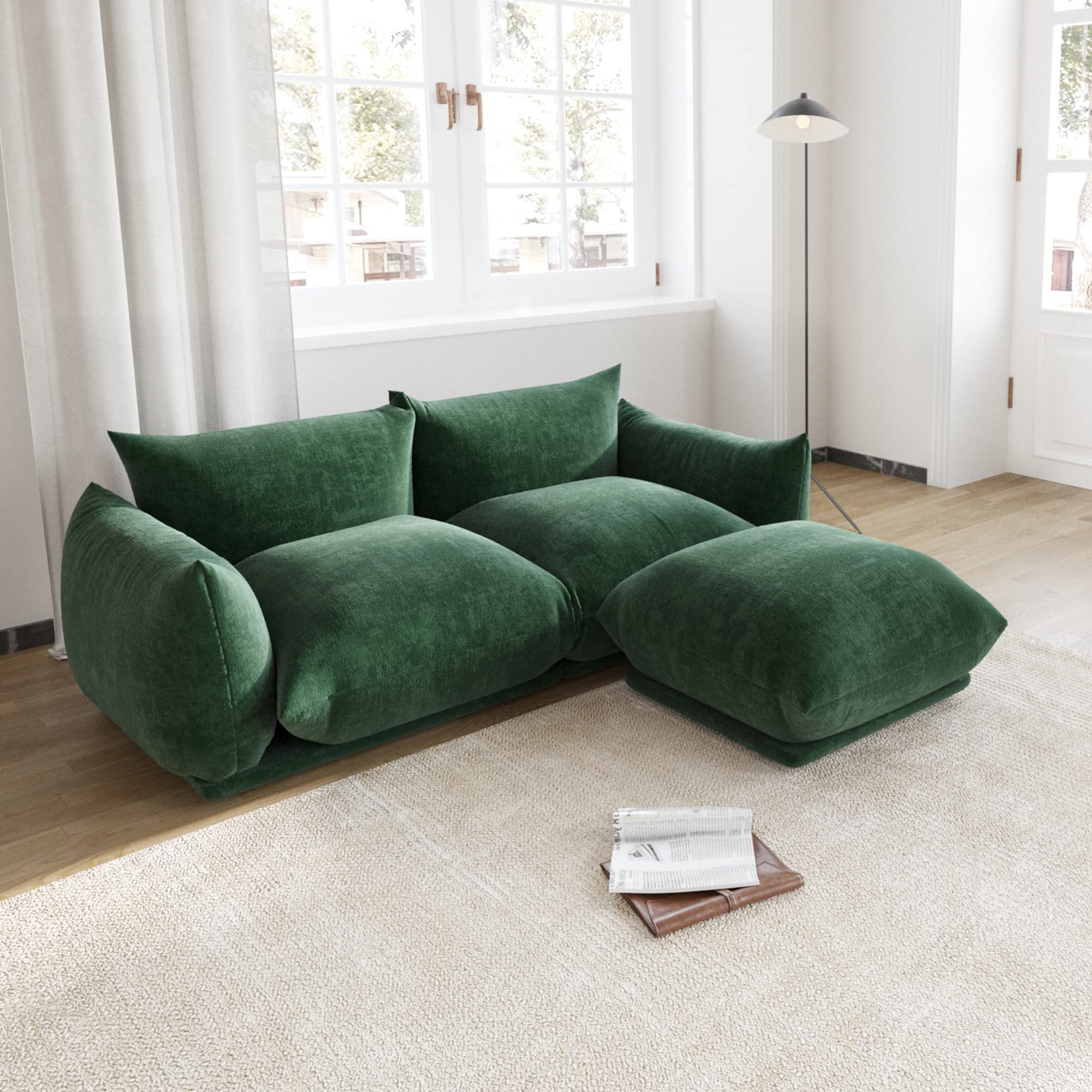 TIFLON Modular Sectional Sofa,50inch Minimalist Sofa Couch,Convertible Couch, Chenilleyarn 1 Seat Modern Living Room Sofa Sets for Office House-Green