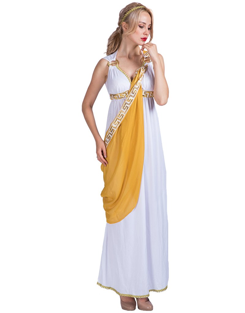 EraSpooky Women's Roman Lady Greek Goddess Costume (PlusSize) White