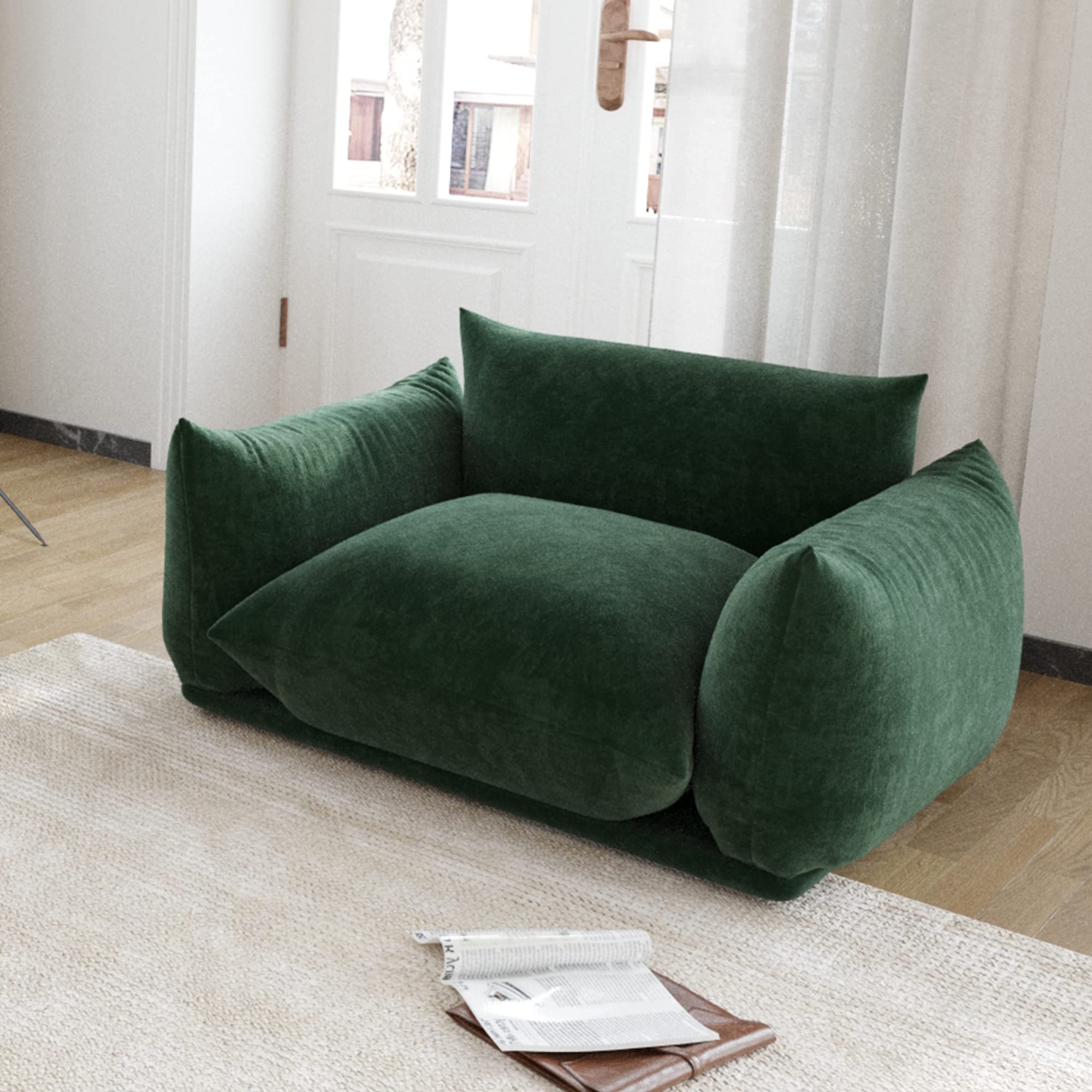 TIFLON Modular Sectional Sofa,50inch Minimalist Sofa Couch,Convertible Couch, Chenilleyarn 1 Seat Modern Living Room Sofa Sets for Office House-Green