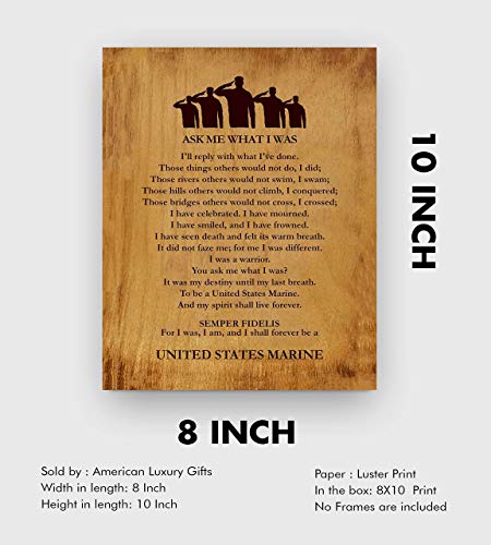 "Ask Me What I Was-Always A United States Marine"-Marine Corps-Wall Art- 8 x 10"-Wood Grain Typographic Print-Ready To Frame. Home-Office-Military Decor. Perfect Gift for All Marines. Semper Fi.