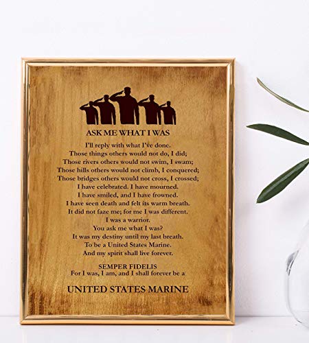"Ask Me What I Was-Always A United States Marine"-Marine Corps-Wall Art- 8 x 10"-Wood Grain Typographic Print-Ready To Frame. Home-Office-Military Decor. Perfect Gift for All Marines. Semper Fi.