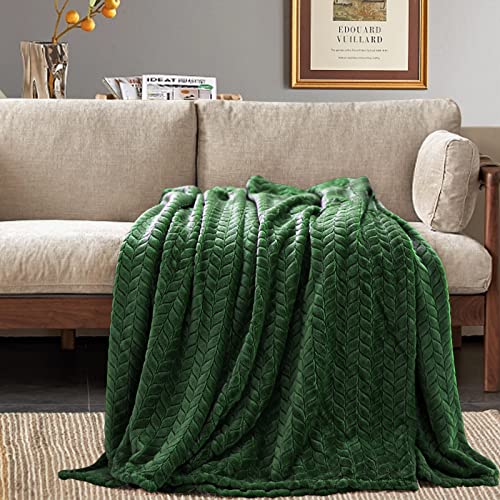 inhand Fleece Throw Blankets, Super Soft Flannel Cozy Blankets for Adults, Washable Lightweight Fuzzy Blanket for Couch Sofa Bed Office, Throw Size Warm Plush Blankets for All Season (50"×60", Green)