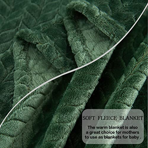 inhand Fleece Throw Blankets, Super Soft Flannel Cozy Blankets for Adults, Washable Lightweight Fuzzy Blanket for Couch Sofa Bed Office, Throw Size Warm Plush Blankets for All Season (50"×60", Green)