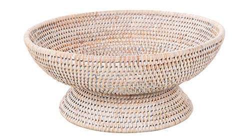 Kouboo La Joll Rattan Fruit Bowl, Large, White-Wash