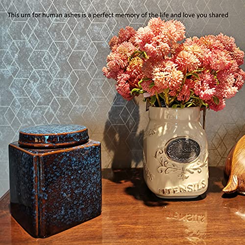 by Unbranded Keepsake Urns Ashes Ceramics, Small Urns For Human Ashes, Cremation Urns for Ashes Unique Handmade Products and Ashes Urn, Display Burial at Home or Office Decor (Blue)