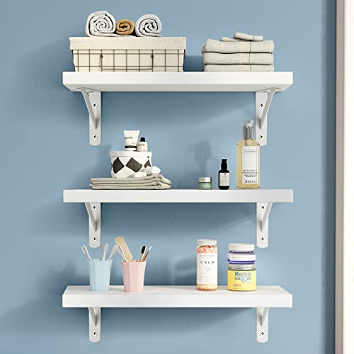 MOBPMO Floating Shelves White, Wall Shelf for Bedroom,Multifunctional Display Storage Shelves for Wall Suitable for Living Room,Bedroom,Bathroom,Kitchen, Set of 3