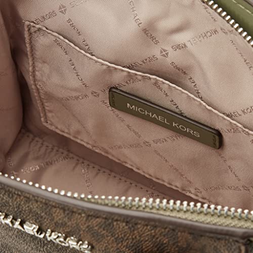 Michael Kors Avril Small Leather Top Zip Satchel Crossbody Brown MK Army Green