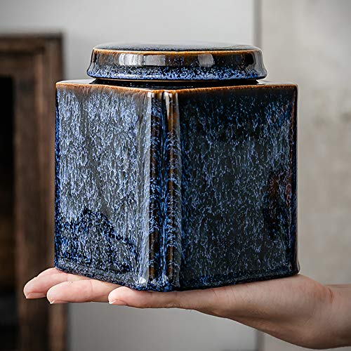 by Unbranded Keepsake Urns Ashes Ceramics, Small Urns For Human Ashes, Cremation Urns for Ashes Unique Handmade Products and Ashes Urn, Display Burial at Home or Office Decor (Blue)
