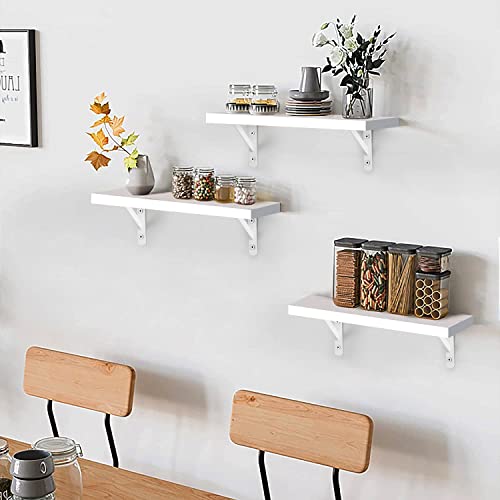 MOBPMO Floating Shelves White, Wall Shelf for Bedroom,Multifunctional Display Storage Shelves for Wall Suitable for Living Room,Bedroom,Bathroom,Kitchen, Set of 3