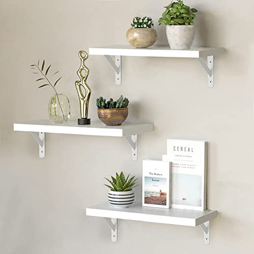 MOBPMO Floating Shelves White, Wall Shelf for Bedroom,Multifunctional Display Storage Shelves for Wall Suitable for Living Room,Bedroom,Bathroom,Kitchen, Set of 3