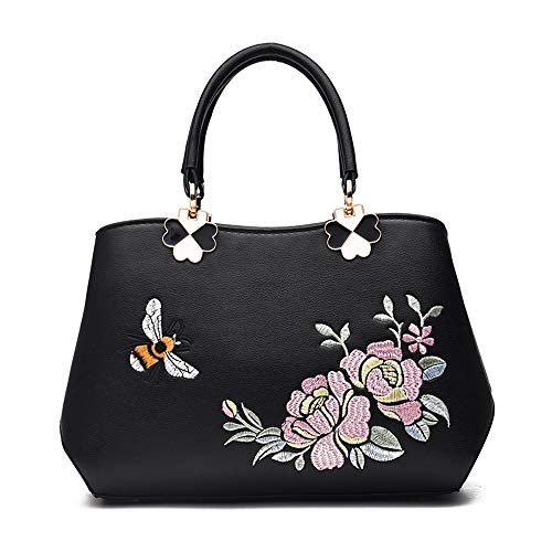 ELDA Small Satchel Bags For Women Crossbody Embroidery Top Handle Handbags Ladies Shoulder Purse