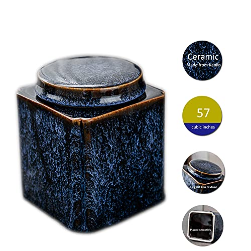 by Unbranded Keepsake Urns Ashes Ceramics, Small Urns For Human Ashes, Cremation Urns for Ashes Unique Handmade Products and Ashes Urn, Display Burial at Home or Office Decor (Blue)