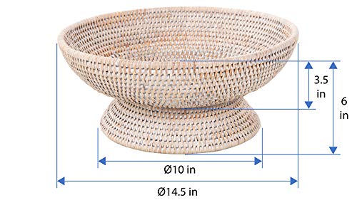 Kouboo La Joll Rattan Fruit Bowl, Large, White-Wash
