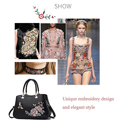 ELDA Small Satchel Bags For Women Crossbody Embroidery Top Handle Handbags Ladies Shoulder Purse