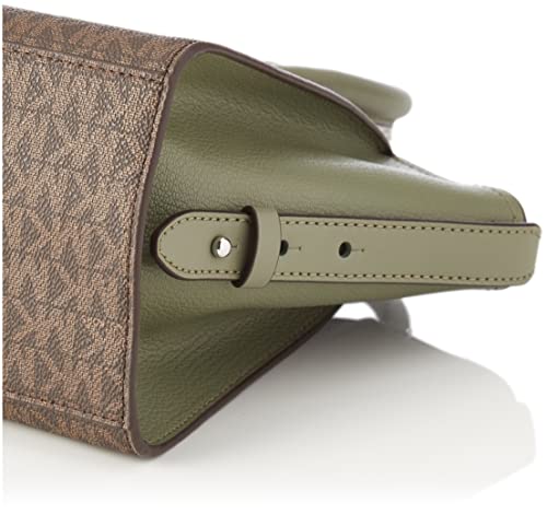 Michael Kors Avril Small Leather Top Zip Satchel Crossbody Brown MK Army Green