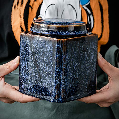 by Unbranded Keepsake Urns Ashes Ceramics, Small Urns For Human Ashes, Cremation Urns for Ashes Unique Handmade Products and Ashes Urn, Display Burial at Home or Office Decor (Blue)